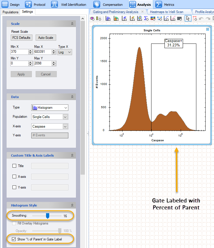 Settings Histograms